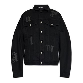 Palm Angels Homme, Vestes, Noir, Taille: S Veste en jean avec &eacute;cussons