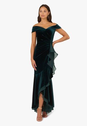 Adrianna Papell Abendkleid Velvet Off The Shoulder Gown Tailliert, figurbetont, elegant