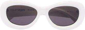 Courrèges Sonnenbrille mit ovalem Gestell - Weiß