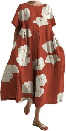 Generic Robe longue d&eacute;t&eacute; ample et ample pour femme, style boh&egrave;me, ample, ample et ample, ample et ample, Rouge, M