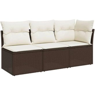 vidaXL Gartensofa mit Kissen 3-Sitzer Braun Poly Rattan vidaXL