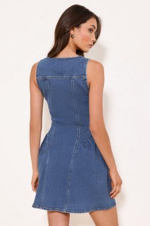 Lipsy Jeanskleid Lipsy Denim-Minikleid mit Tr&auml;gern und Korsett (1-tlg)