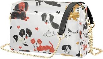Mnsruu Sacs à bandoulière pour femme, sacs à main en cuir avec motif de chiens de dessin animé amusants