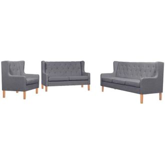 vidaXL 3-tlg. Sofa-Set Stoff Grau Vidaxl