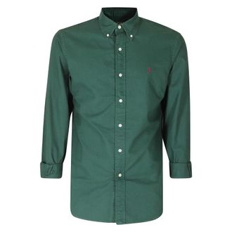 Polo Ralph Lauren Chemise Oxford Custom Fit Teinture dans la masse - Homme - Chemises - Vert - Taille: XL