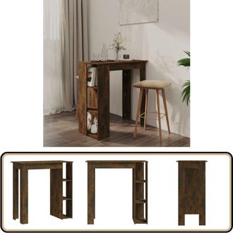 vidaXL Bartisch mit Regal Räuchereiche 102x50x103,5 cm Holzwerkstoff - Esstisch - Bartisch - Bistrotisch - Stehtisch - Kücheninsel