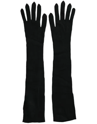 Dolce & Gabbana Cashmere Knitted Elbow-Length Gloves - Black