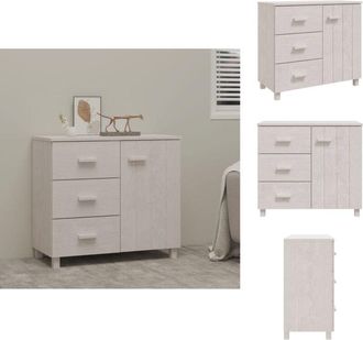 vidaXL Sideboard hamar Wei&szlig; 90x40x80 cm Massivholz Kiefer - Holz Sideboard - Wei&szlig;es Sideboard - Wohnzimmerm&ouml;bel - Kommode - Regal