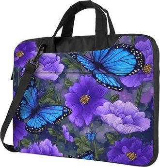 Generic Housse de protection antichoc pour ordinateur portable de 15,6 avec bandouli&egrave;re - Motif papillon bleu, multicolore, 15.6 inch
