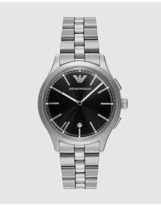 Emporio Armani Herrenuhr aus silberfarbenem Edelstahl mit drei Zeigern, AR11732