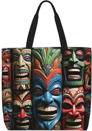 Generic Motif Tiki Vintage Sac Fourre Tout L&eacute;ger Sacs De Courses Pliable Sac Fourre-Tout Pour Travail Voyage Shopping