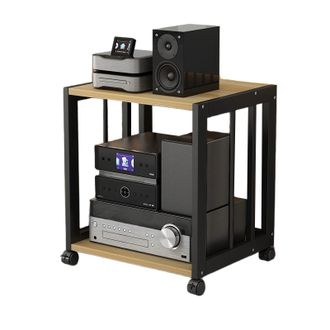 Generic HiFi Regal Stereo-Audio-Medienschrank mit 2/3 Ebenen, HiFi Rack aus Holz & Stahl Plattenspieler Tisch mit Verstellbaren Ablage, für Heimkino Schlafzim