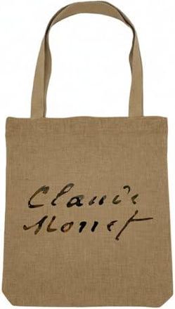 Fabulous Sac Shopping Tote Bag Aspect Lin - Claude Monet Signature Artiste C&eacute;l&egrave;bre Peintre Francais Impressionisme Nature Paysage - Sac de Courses Toile Epaiss