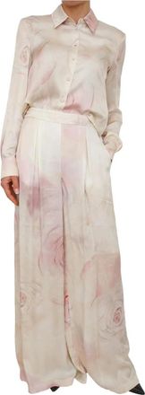 Blugirl Femme, Blouses et Chemises, Rose, Taille: 42 FR Camicia Reg Raso Stampato