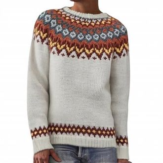 Generic Pull Fairisle pour femme - Manches longues - Imprimé vintage islandais - Rétro - Doux et chaud - Décontracté - Élégant - Automne Hiver - Vacances - Co