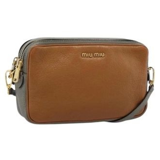 Miu Miu Sac bandouli&egrave;re en cuir Pre-owned - Femme - Pre-owned - Brun - Taille: ONE Size