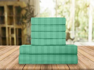 Elegant Comfort Luxuri&ouml;ses, weiches Bettlaken, Dobby Stripe 1500, Premium-Hotelqualit&auml;t, Mikrofaser, Weichheit, Knitter- und lichtbest&auml;ndig (6-teilig), Queen-Size-Bet