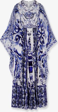 Dolce & Gabbana Silk long dress with Maiolica print - DOLCE & GABBANA - gender_Woman