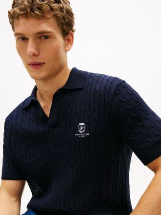 Tommy Hilfiger Poloshirt CABLE SHORT SLEEVE POLO regular fit, Zopfmuster