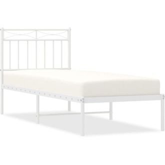 vidaXL Bettgestell mit Kopfteil Metall Wei&szlig; 80x200 cm Vidaxl