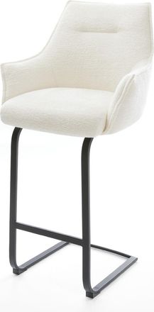 DELIFE Barstuhl Alja-Flex Boucl&eacute; Soft Beige Freischwinger Flach Metall Schwarz Taschenfederkern, Barst&uuml;hle