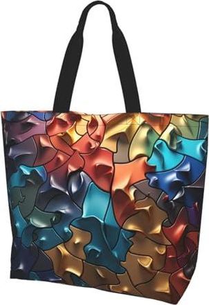 Generic Puzzle En Relief Sac Fourre Tout Grand Sacs Pliable Sac A Main Femme Pour Shopping Travail Gym