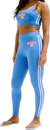 Juicy Couture Damen ICON High Waist Trainingshose f&uuml;r Sport Freizeit Fitness mit Kordelzug in versch. Farben Leggings, Regatta, L