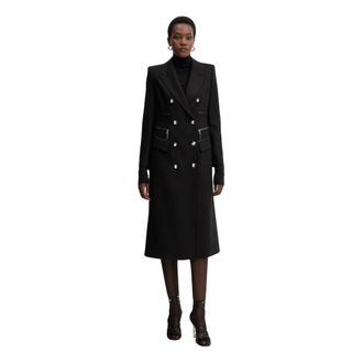 Elisabetta Franchi Mantel aus doppellagigem Kreppstoff - - Coats - Damen - Schwarzk - XS