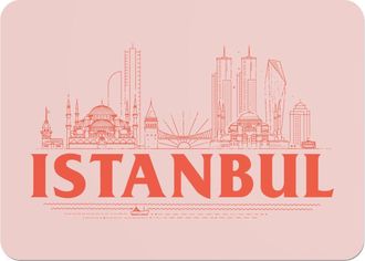 Fabulous Platzset, Unterseite aus Gummi, Rosa - Istanbul Minimalist Reise Kultur Türkei - Großes Format 39,5 x 28,5 cm