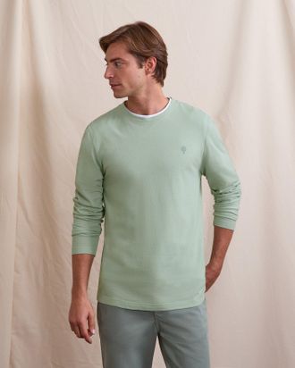 Faguo T-shirt manches longues vert clair coton