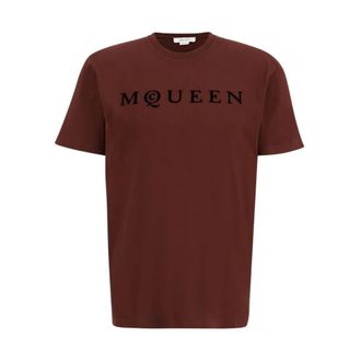 Alexander McQueen Flocked Logo T-Shirt - - Tops - Herren - Braun - S