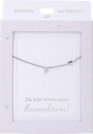 Depesche 13895.9 Halskette mit Buchstabe F und Herz, versilbert, variabel in der L&auml;nge tragbar (42 cm + 5 cm), als Geschenk oder kleine Aufmerksamkeit