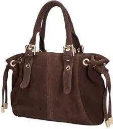 Gave Lux Sac &agrave; bandouli&egrave;re en cuir v&eacute;ritable pour femme Made in Italy 14x8x25 cm GLX22011123FBG, marron fonc&eacute;, Taille unique