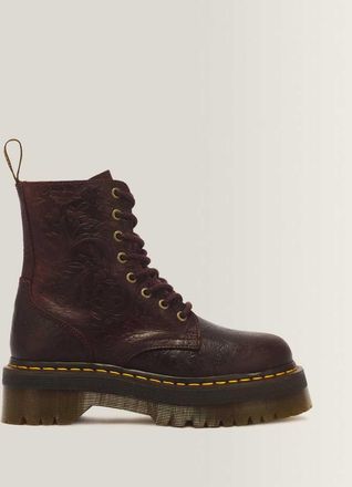 Dr. Martens Jadon Floral Emboss 8-&Ouml;sen Crazy Horse Leder Plateaustiefel Schuhe in Rot, Gr&ouml;&szlig;e: 36