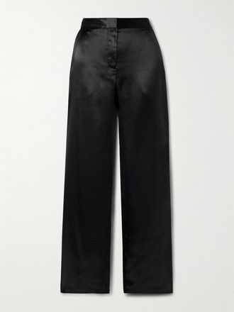 Ulla Johnson Ollie Hose Mit Geradem Bein Aus Satin - Schwarz