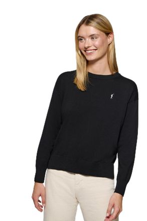 Polo Club Strickpullover schwarz mit V-Kragen und Rigby Go Logo-Stickerei - Damen - 100% Baumwolle