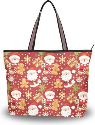 Alaza Grand sac fourre-tout, sac à bandoulière pour femme, sac à main décontracté, sac à main décontracté, sac de courses avec poches zippées, L, Santa A239