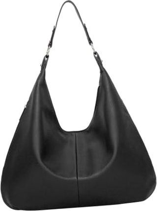 Hemoton Sac Bandouli&egrave;re Femme Noir R&eacute;tro PU Grand Sac Fourre-tout &Eacute;l&eacute;gant Capacit&eacute; Spacieuse pour Shopping et Usage Quotidien