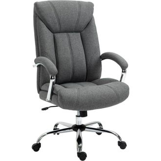 Vinsetto Fauteuil de bureau - Vinsetto - hauteur r&eacute;glable, dossier haut, fonction de bascule - tissu en lin - 65x78x110-118cm - gris
