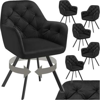 TecTake Lot de 6 Chaise pivotante de Salle &agrave; Manger Moderne Fauteuil salon Chaise Ergonomique Rembourr&eacute;e Confortable Chaise Design Meuble salon pour Salle &agrave; m