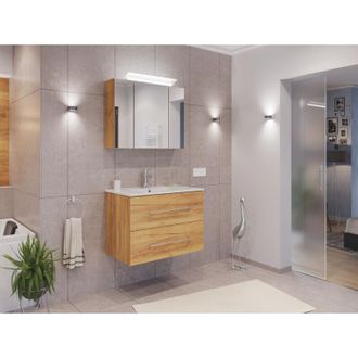 Magnolia Home Badm&ouml;bel Set Firenze 70 2tlg. Spiegelschrank Softclose eiche gold