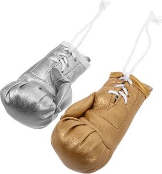 Hemoton Porte-Cl&eacute;s Miniature Boxe en M&eacute;tal Dor&eacute; et Argent&eacute; Breloques Sportives D&eacute;coratives pour Voiture Accessoires de Paquet et Porte-Cl&eacute;s &Eacute;l&eacute;gants pour Usag