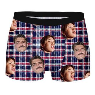 Generic Boxer personnalis&eacute; avec photo du visage, sous-v&ecirc;tements personnalis&eacute;s pour homme, petit ami, mari, lui, bleu ciel, L