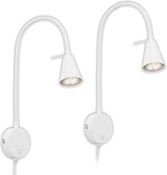 Briloner 2er-Set LED Leselampen mit Schalter am Geh&auml;use, schwenkbar, warmwei&szlig;es Licht, Wandleuchte Innen, Wandlampe, Bettlampe, Lampe Bett, Leselicht, Nachttis