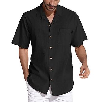 Generic Chemise en lin blanc pour homme T-shirt blanc en coton et lin pour le Royaume-Uni T-shirts &agrave; manches courtes pour homme T-shirt d&eacute;contract&eacute; grand t-sh