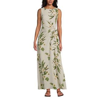 Lands End Maxikleid aus Baumwolle/Modal mit Bindeband, Damen, Gr&ouml;&szlig;e:44-46 regular, Beige, Elasthan/Baumwoll-Mischung/Synthetic-blend, by Lands End