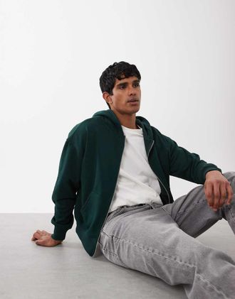 Cotton On Kapuzenjacke in Tannengr&uuml;n mit Rei&szlig;verschluss