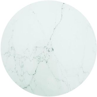vidaXL Dessus de table blanc &Oslash;80x1 cm verre tremp&eacute; avec design marbre - Vidaxl