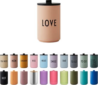 DESIGN LETTERS Thermobecher LOVE | Thermobecher kaffee to go | Kaffeebecher To Go aus Edelstahl doppelwandig isoliert, auslaufsicher | Geschenke für frauen, Männer |