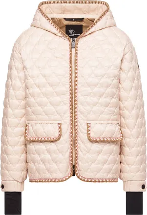 Moncler Moncler Doudoune Courte Valfassa &Agrave; Capuche Et Matelassage Montagne, Femme, Rose, Taille: 0